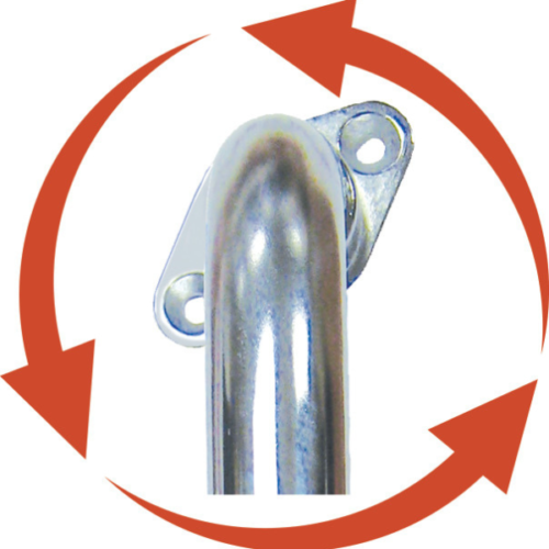 Chrome Knurled Grab Bar with Rotating Flange - Rehab Medical Mobility