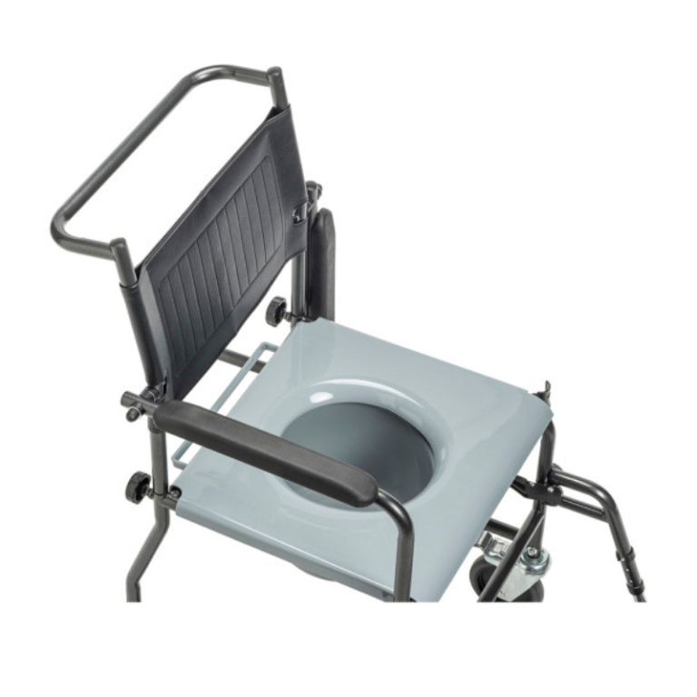 Upholstered Drop Arm Wheeled Commode - Rehab Medical Mobility